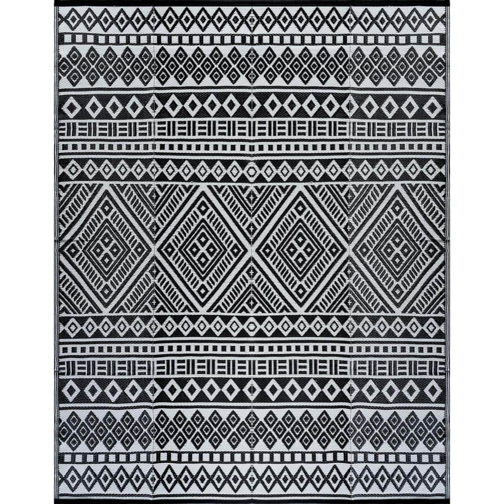 Beverly Rug Lightweight White Black 9 ft. x 12 ft. Moroccan Washable ...