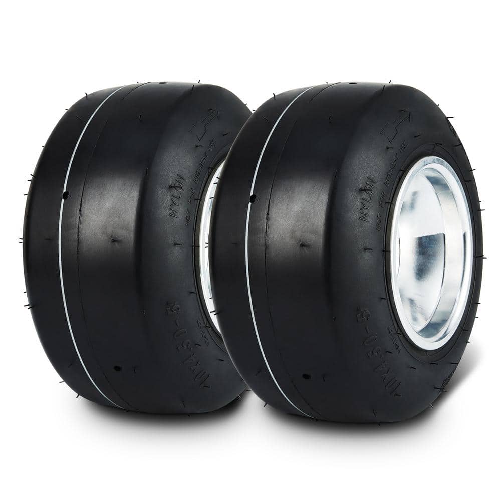 SKYSHALO Go Kart Tires and Rims 10x4.5-5in. Go Kart Wheels 2-Pack Front ...