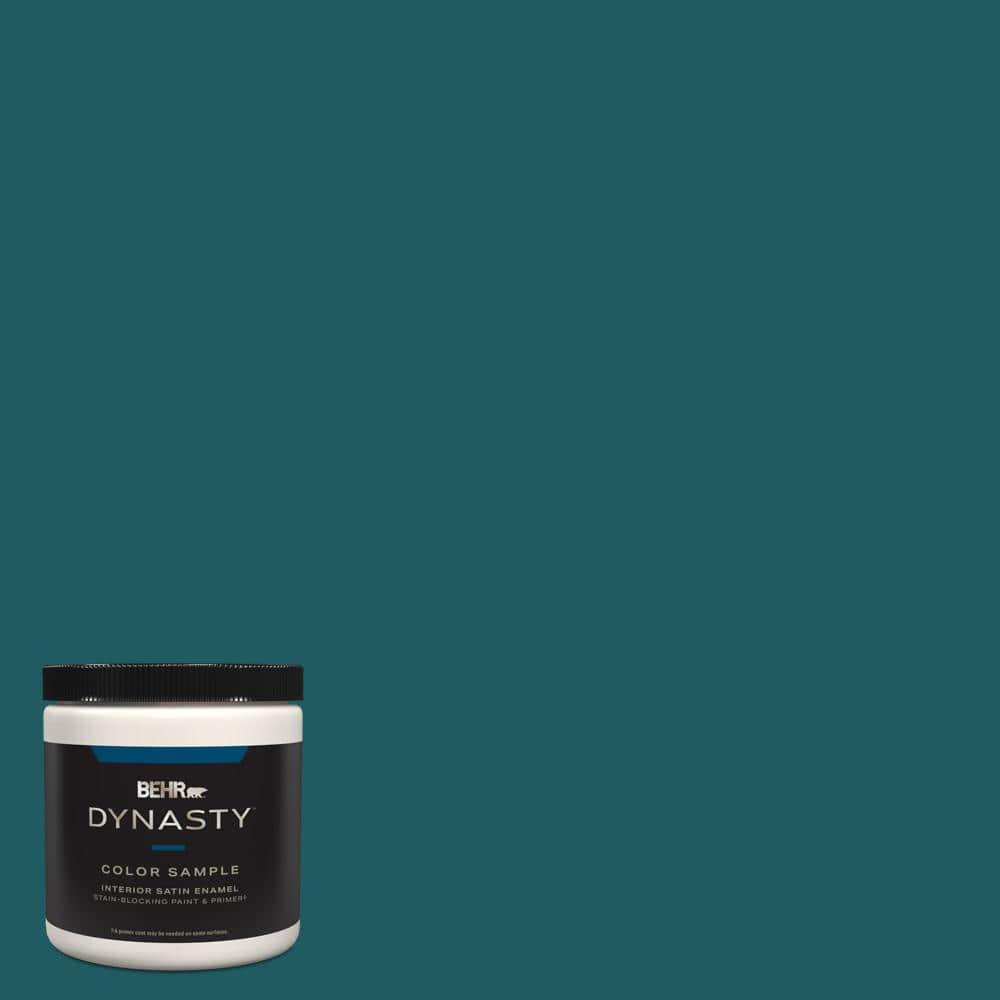 BEHR DYNASTY 8 oz. #S-H-510 Moonlit Pool Satin Enamel Stain-Blocking ...