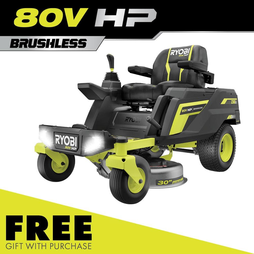 RYOBI 80V HP Brushless 30 in. Battery Electric Cordless Zero Turn ...