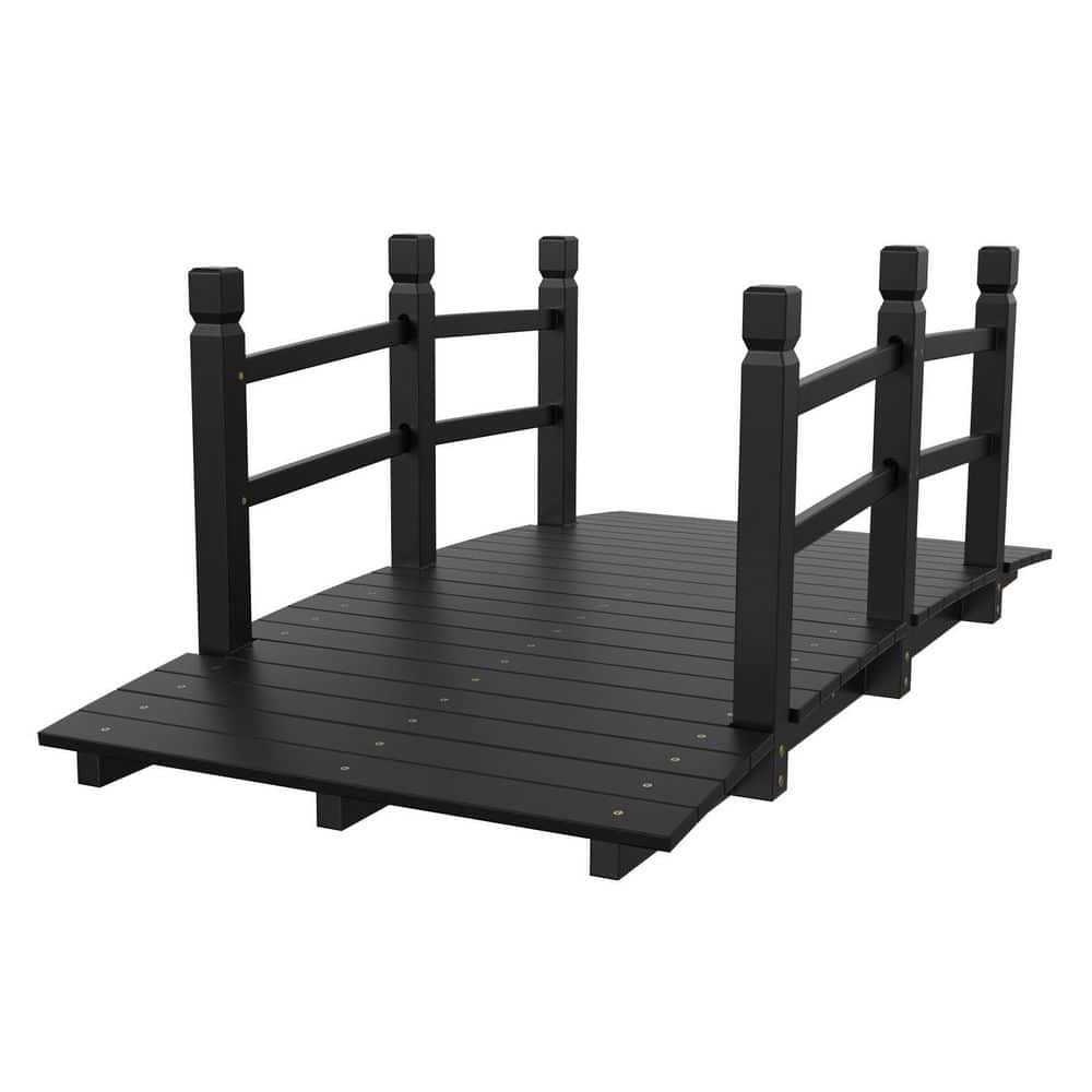 Karl home 5 ft. Black Wood Classic Garden Bridge with Side Rails ...