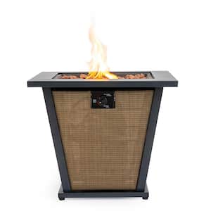 Lycvki Black 30" Propane Gas Fire Pit Table, 50000 BTU Round Steel Fire ...