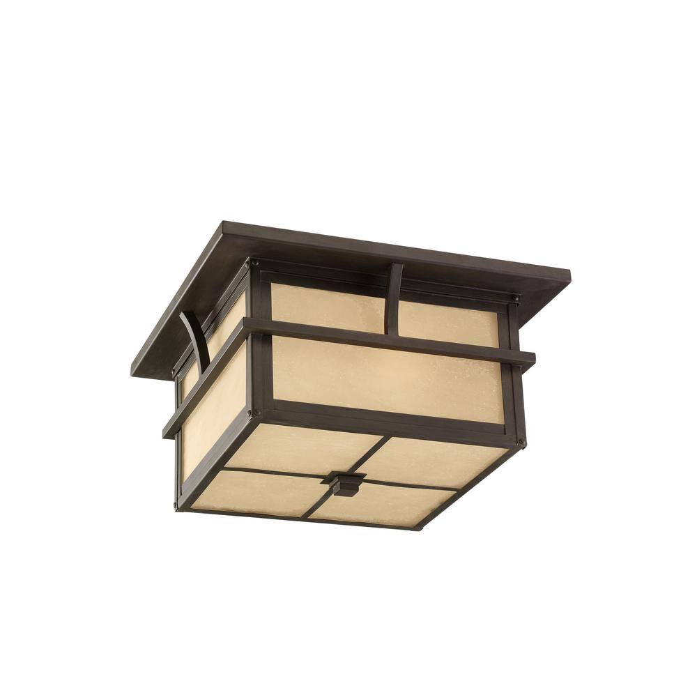 Generation Lighting Medford Lakes Statuary Bronze 2-Light Outdoor Flush ...