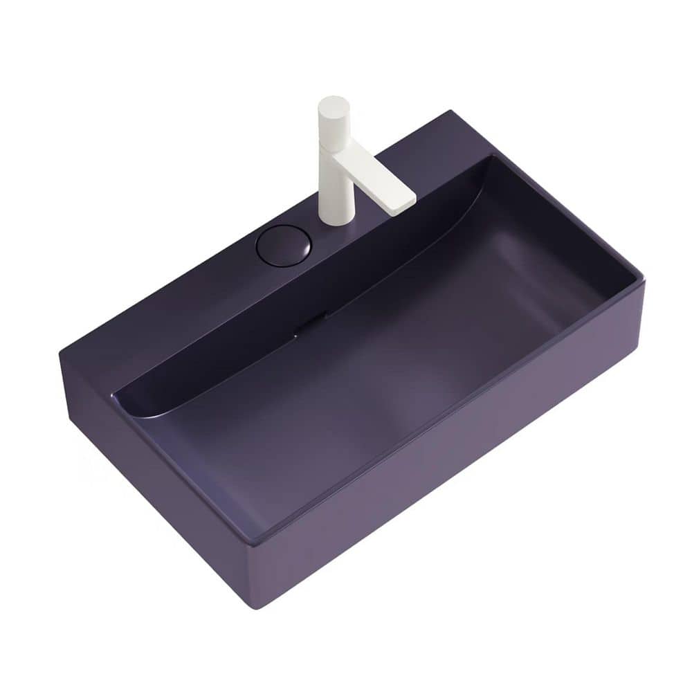 Miscool Avex Ceramic 24 in. Rectangular Bathroom Vessel Sink in Purple ...