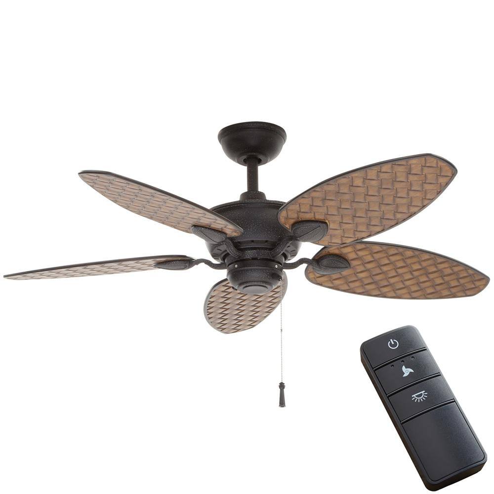 Hampton Bay Largo 48 in. Indoor/Outdoor Gilded Iron Ceiling Fan Bundle ...