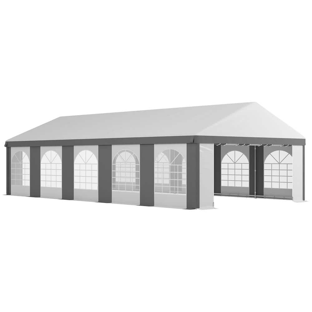 Outsunny 20 ft. x 33 ft. White and Gray Party Tent 84C-513V01GY - The ...