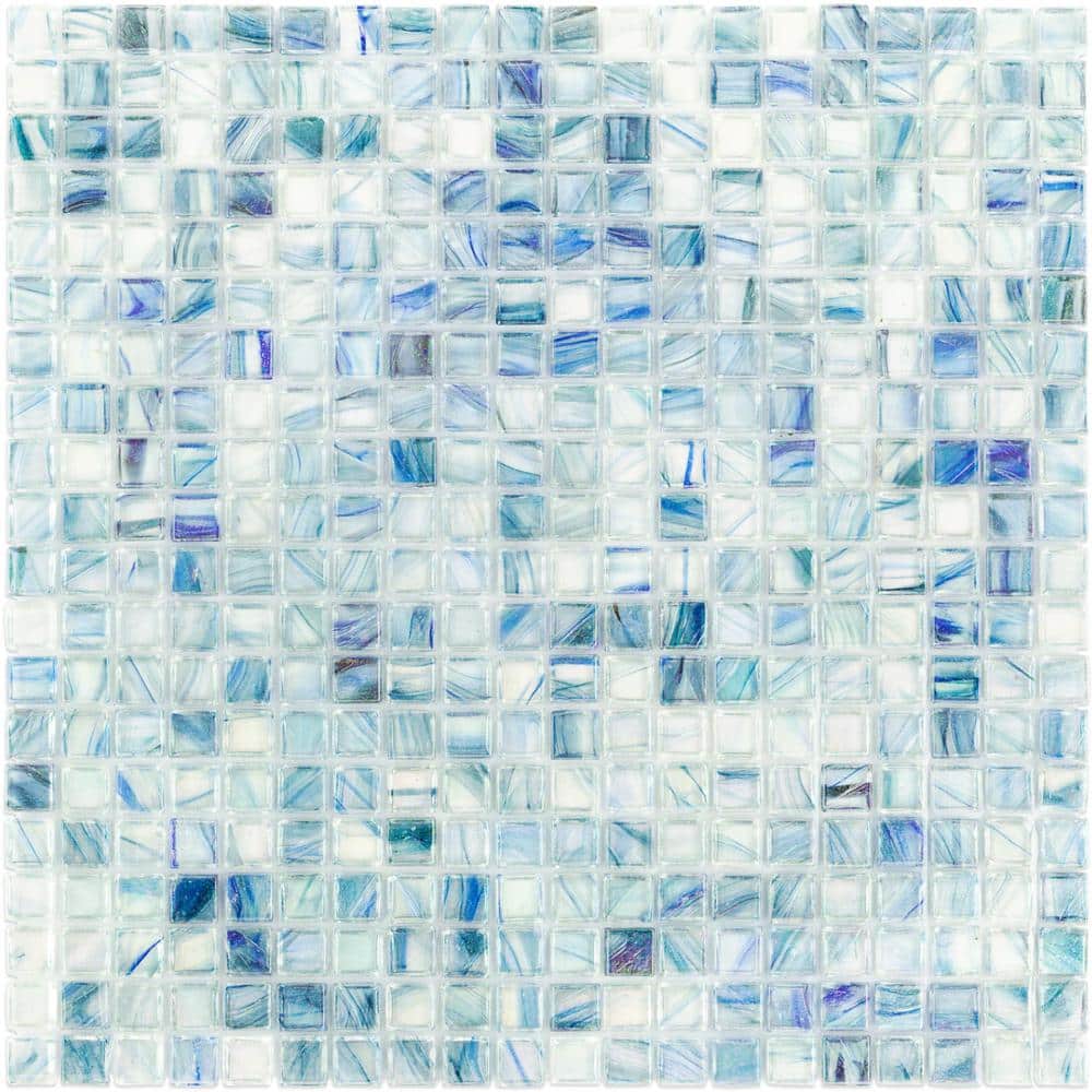 Ivy Hill Tile Breeze Blue Ocean Glass 3 in. x 6 in. Mosaic Wall Tile ...