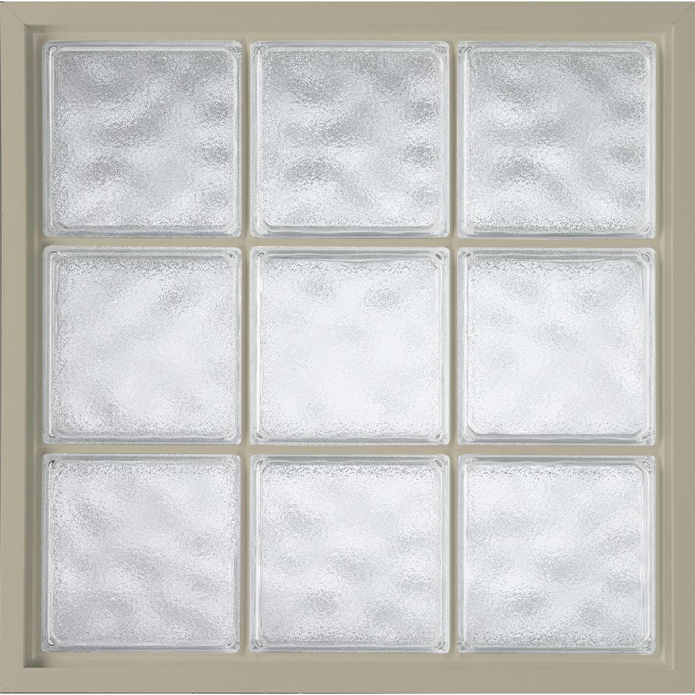 Hy-Lite 47 in. x 47 in. Acrylic Block Fixed Vinyl Window in Tan ...
