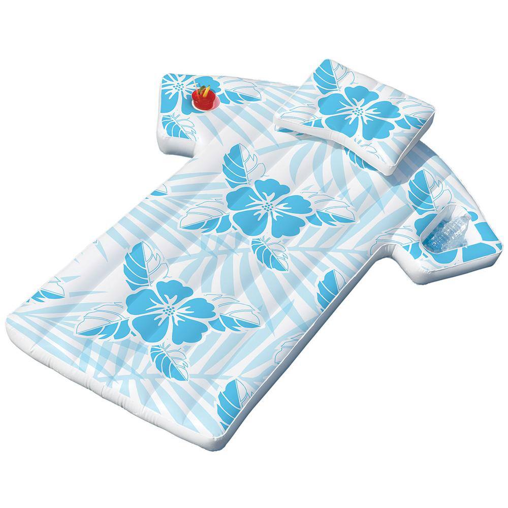 Swimline 68 in. x 60 in. Blue/White Print Cabana Shirt Pool Float ...