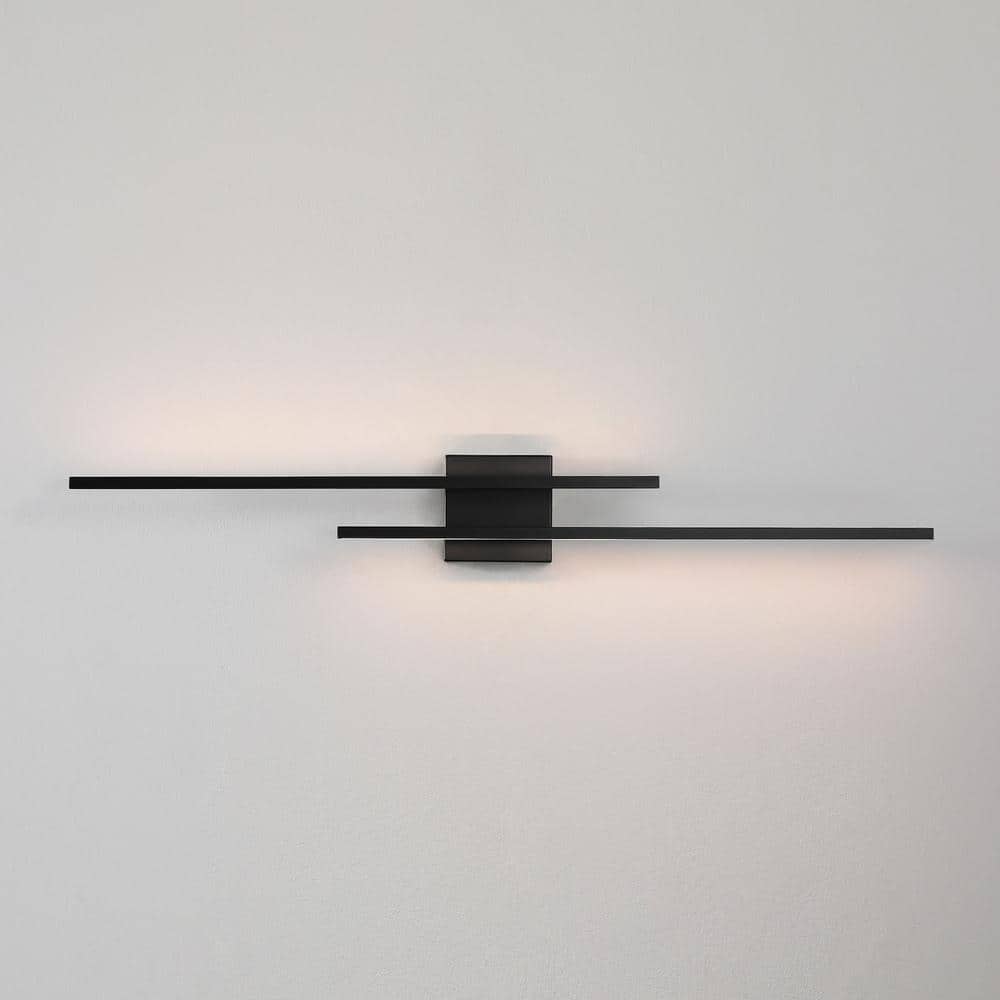 KAISITE 36.2 in. 1-Light Black LED Vanity Light Bar 28-Watt Bathroom ...