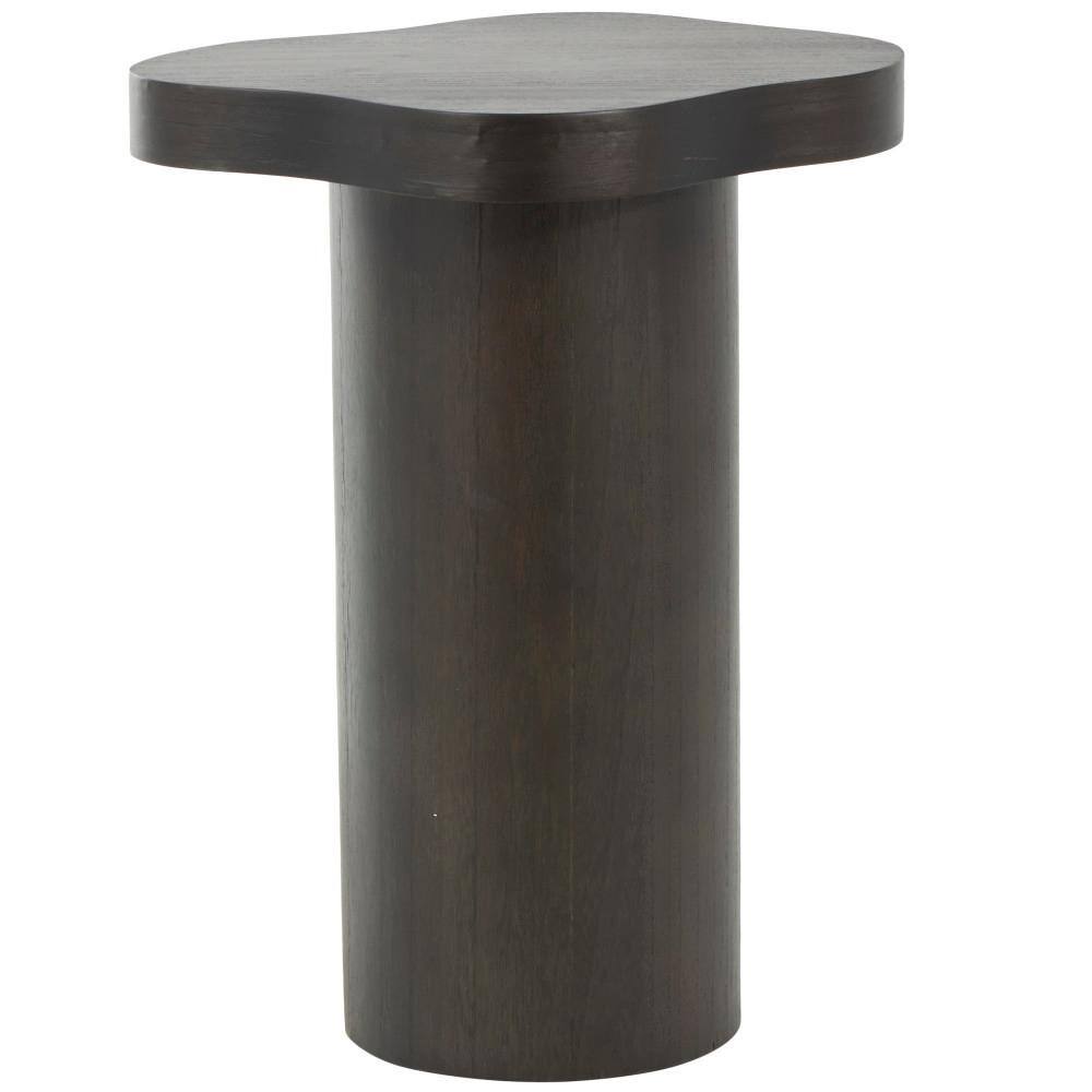 Litton Lane 15 in. Black Pedestal Large Round Wood End Table with ...