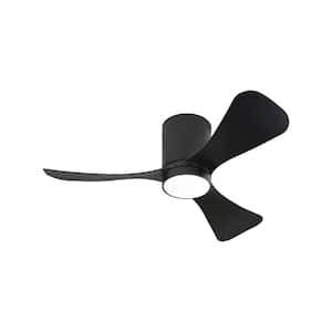 FIRHOT 24 in. Smart Indoor Black Low Profile Ceiling Fan for Living ...