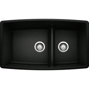 Blanco PRECIS Undermount Granite Composite 33 in. 60/40 Double Bowl ...