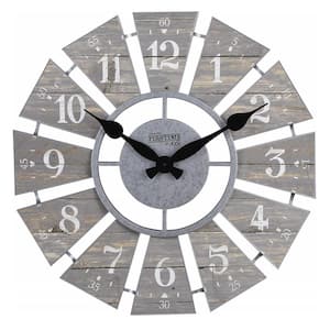 FirsTime & Co. 27 in. Gray Emmett Farmhouse Shiplap Clock 31205 - The ...