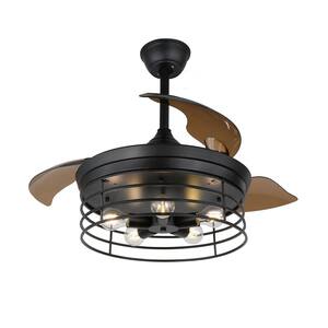 Parrot Uncle Caselli 36 in. Black Retractable 3-Blade Ceiling Fan with ...