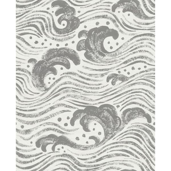 A-Street Prints Swell Charcoal Grey Ocean Wave Wallpaper Sample 4172 ...