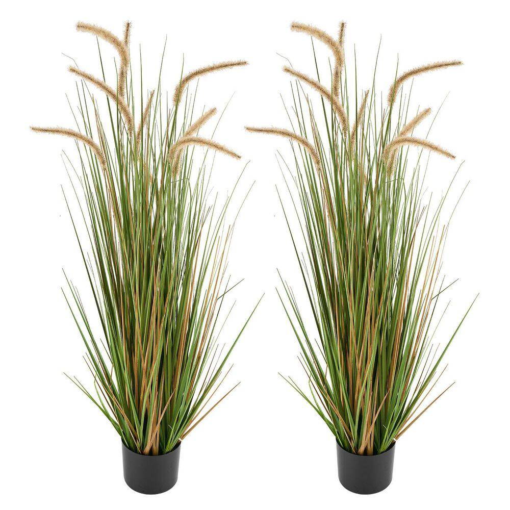 VEVOR Artificial Grass Plant, 2 Pack 47 in. Horsetail Reed Grass in Pot ...