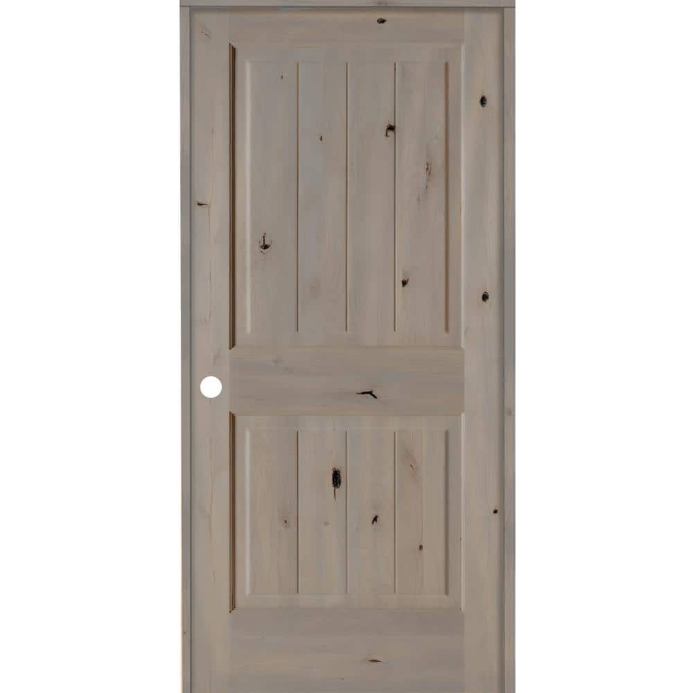 Krosswood Doors 36 in. x 80 in. Knotty Alder 2 Panel Right-Hand Square ...