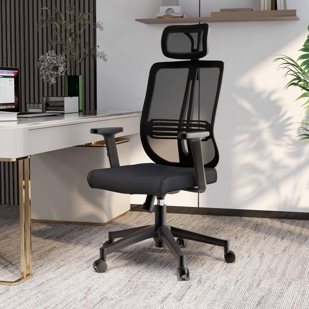 Leisuremod Modern Adjustable Fabric Office Chair Mesh Back and Headrest ...