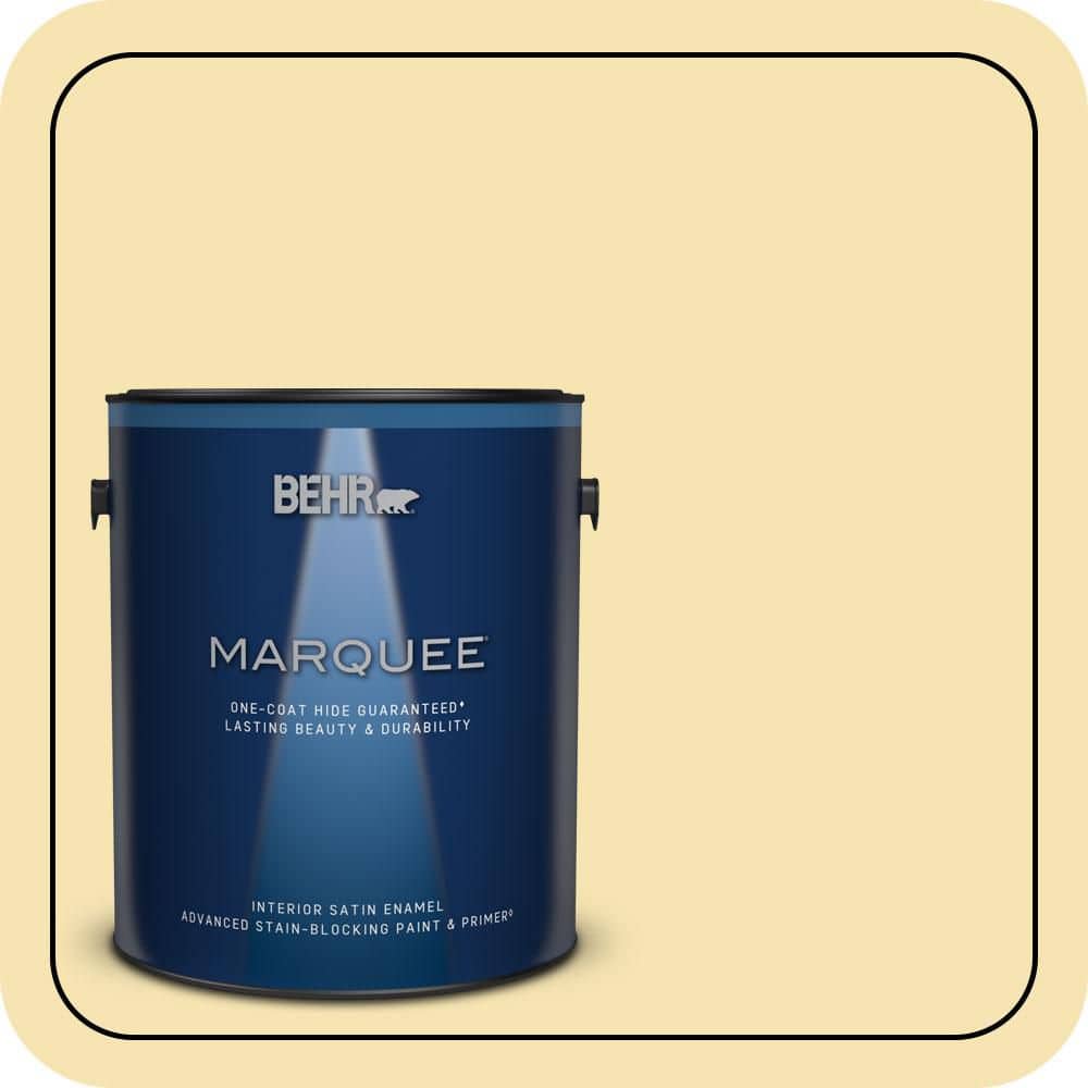 BEHR MARQUEE 1 gal. #370C-3 Sweet Corn Satin Enamel Interior Paint ...