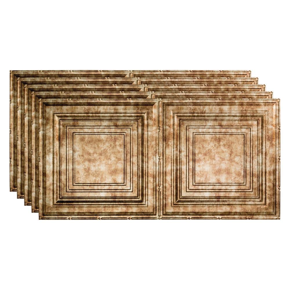 Fasade Traditional #3 2 ft. x 4 ft. Glue Up Vinyl Ceiling Tile in ...