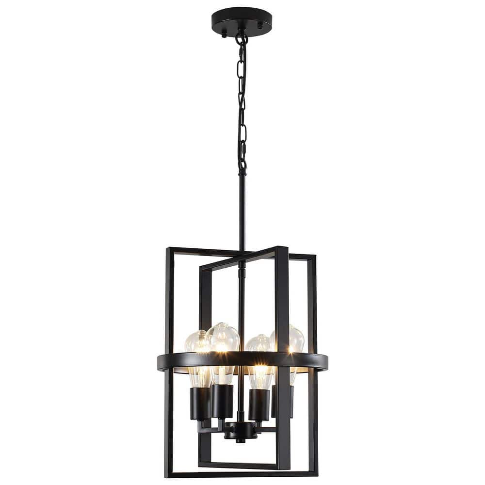 ADSENSTY Modern 4-Light Black Square Frame Chandelier Farmhouse ...