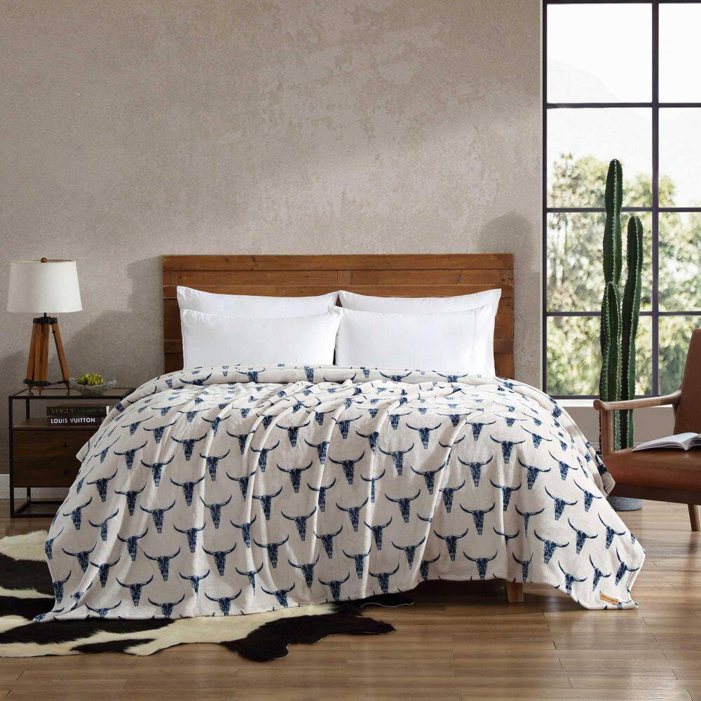 Wrangler Steer Head Dark Blue Ultra Soft Plush Fleece Twin Blanket ...