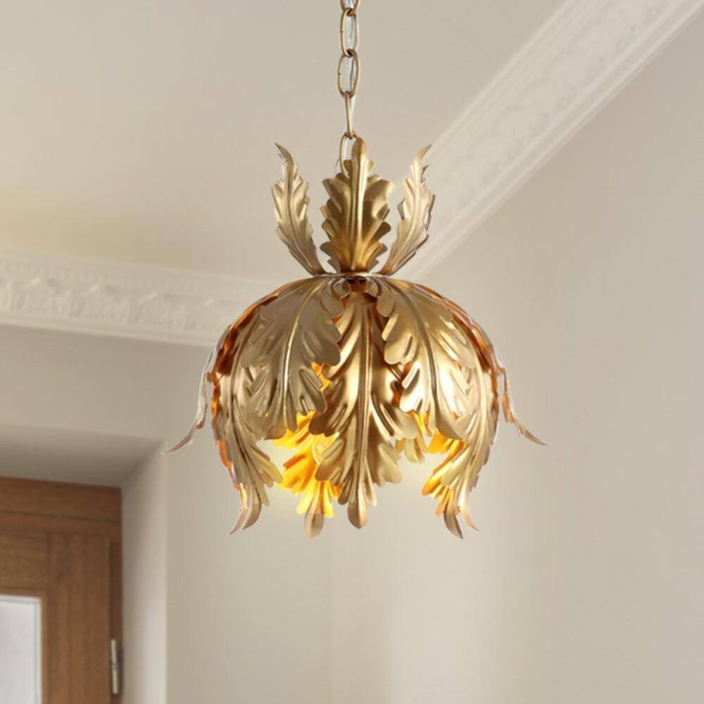 JONATHAN Y Anne 12 in. 1-Light Gold Adjustable Metal LED Pendant ...