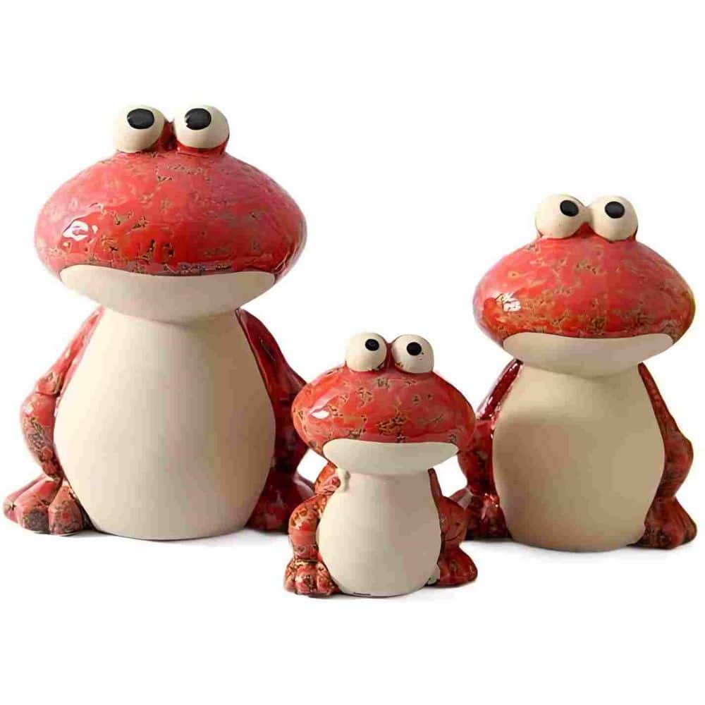 OGETFUUR 3-Set Frog Garden Decor, Funny Cute Ceramic Frog Garden ...