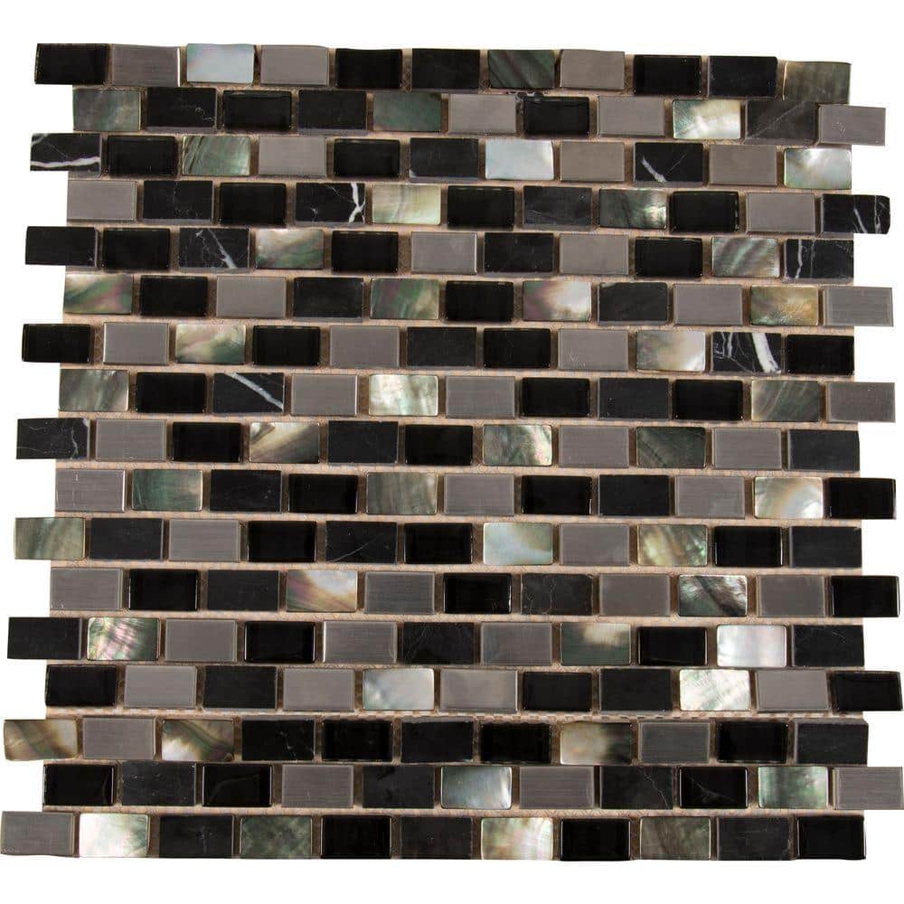 MSI Midnight Pearl 12.2 in. x 11.61 in. Mixed Multi-Surface Wall Tile ...