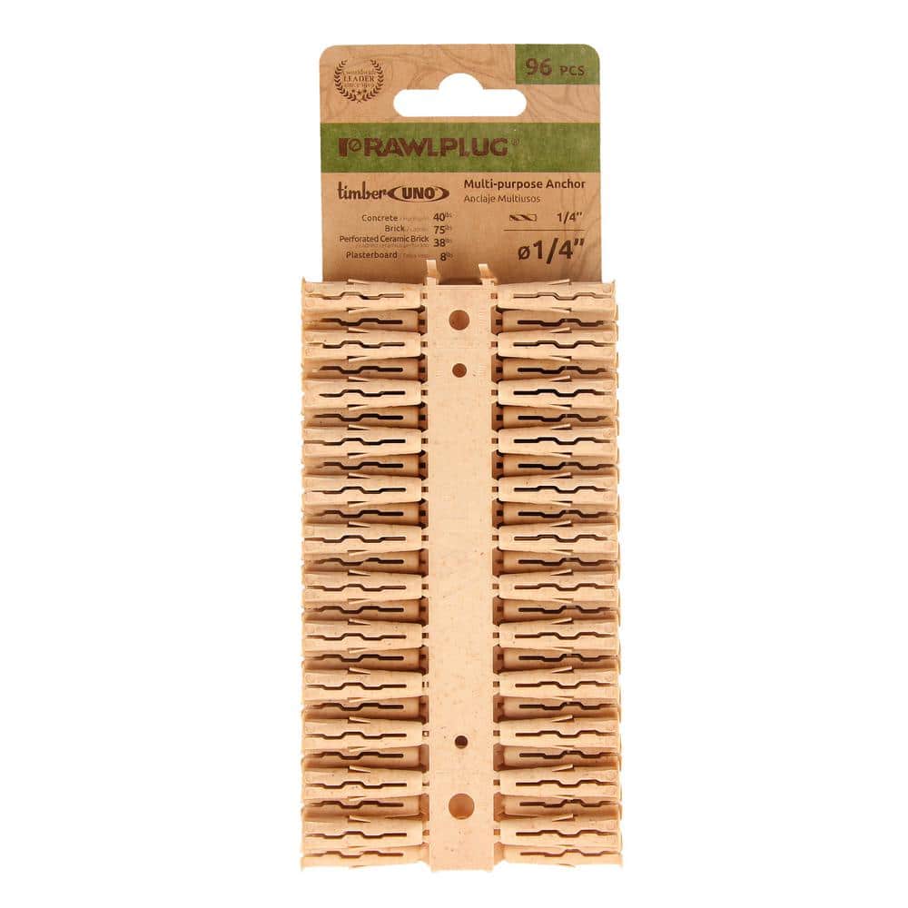 RAWLPLUG 1/4" Uno TIMBER Multi-Purpose Drywall Anchors Push-In Ribbed ...