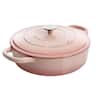 Crock-Pot Artisan 5 qt. Blush Pink Round Enameled Cast Iron Braiser Pan ...