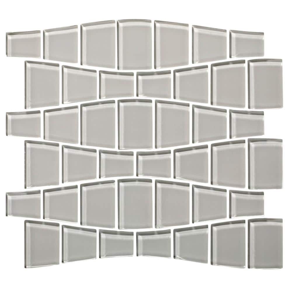 TILE CONNECTION Ripple Tule Gloss 11-1/4 in. x 12 1/4 in. Geometric ...