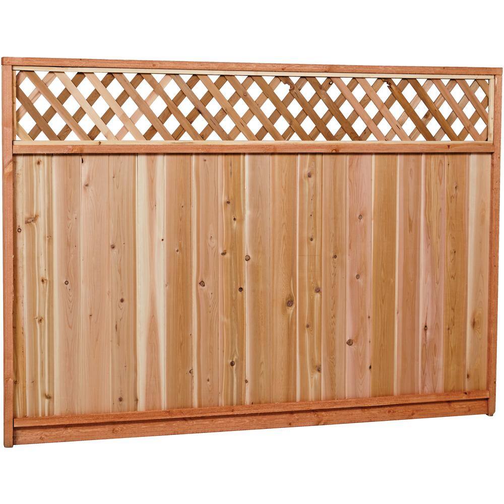 6 Ft X 8 Ft Premium Cedar Lattice Top Fence Panel With Stained SPF