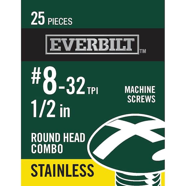 Everbilt #8-32 x 1/2 in. Phillips Flat Head Stainless Steel Machine ...
