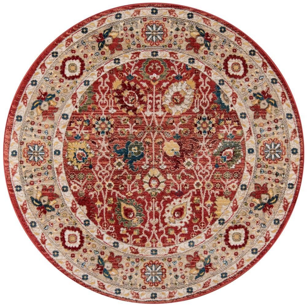 Momeni Lenox Red 5 ft. X 5 ft. Indoor Round Area Rug LENOXLE-04RED500R ...