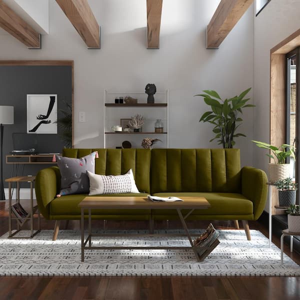 Novogratz brittany sleeper sofa with memory foam mattress queen store