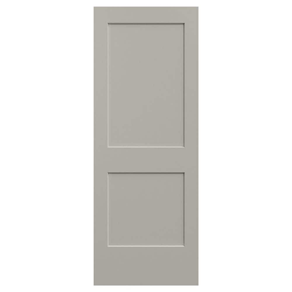 JELD-WEN 36 in. x 96 in. Monroe 2-Panel Sqaure Light Gray Painted ...