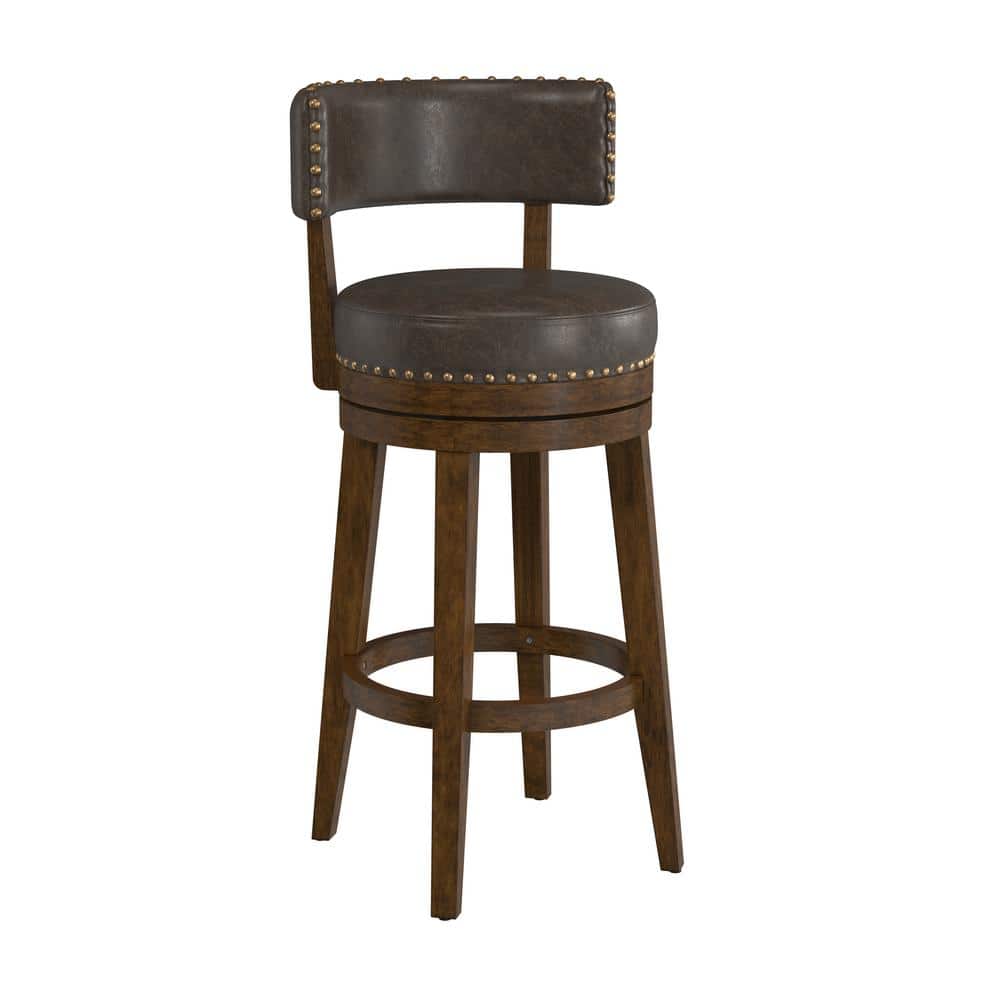 Hillsdale Furniture Lawton 40 in. Walnut Wood Bar Height Swivel Stool ...