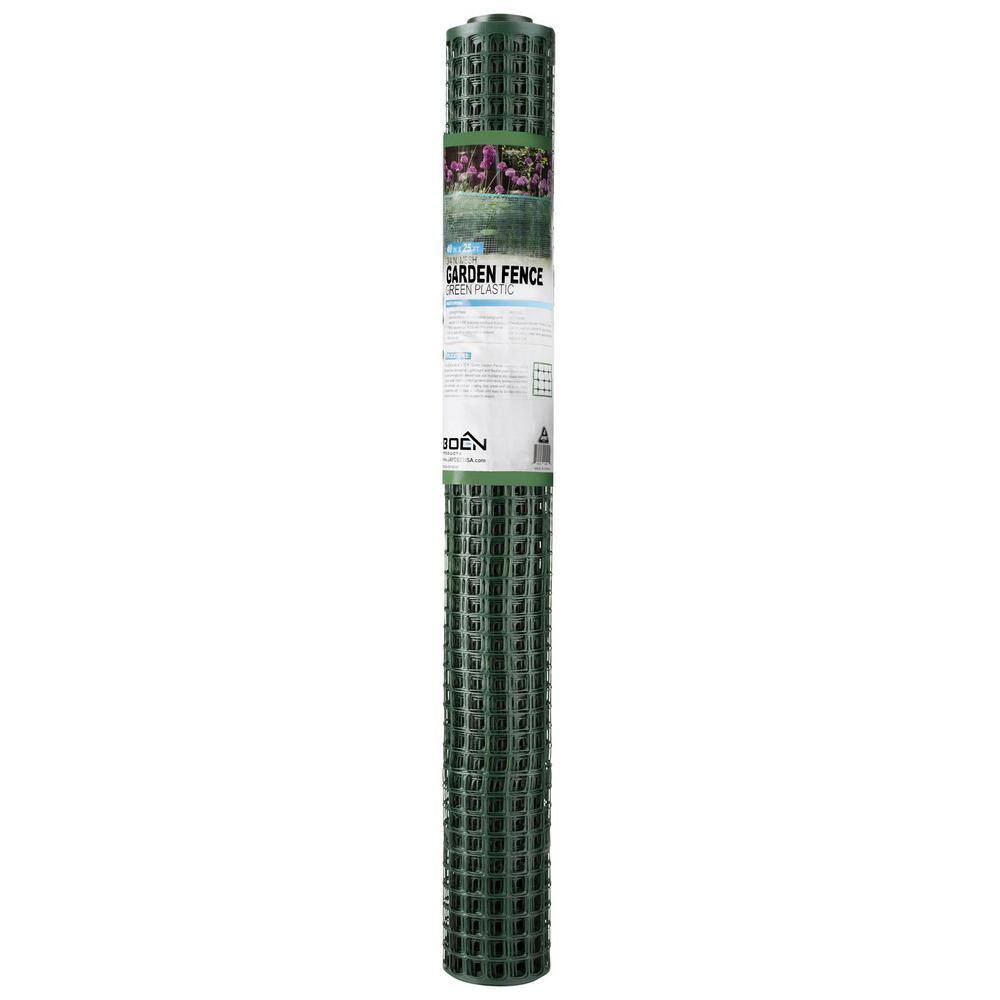 BOEN 48 in. x 50 ft. Plastic Green Fence Temporary Barrier Garden Fence ...