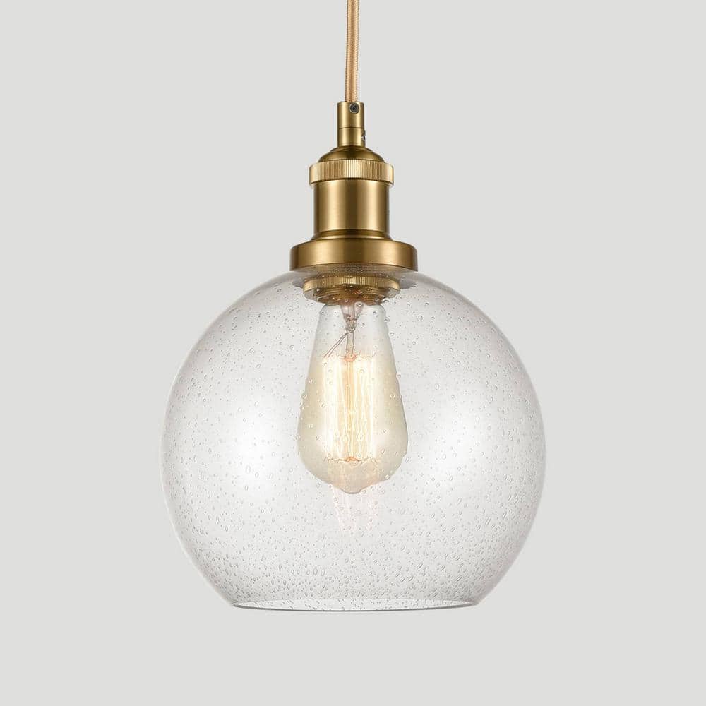 CLAXY 60 Watt 1 Light Gold Finished Shaded Pendant Light with Clear ...