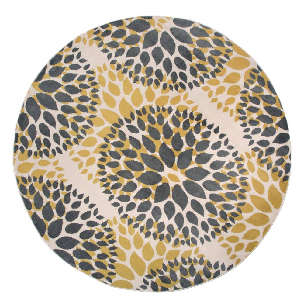 World Rug Gallery Modern Contemporary Floral Circles Yellow 6 ft. 6 in ...