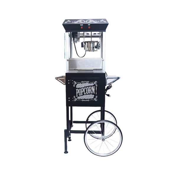 IDEAGLE 650 W 8 oz. Black Commercial Popcorn Machine with Cart ...