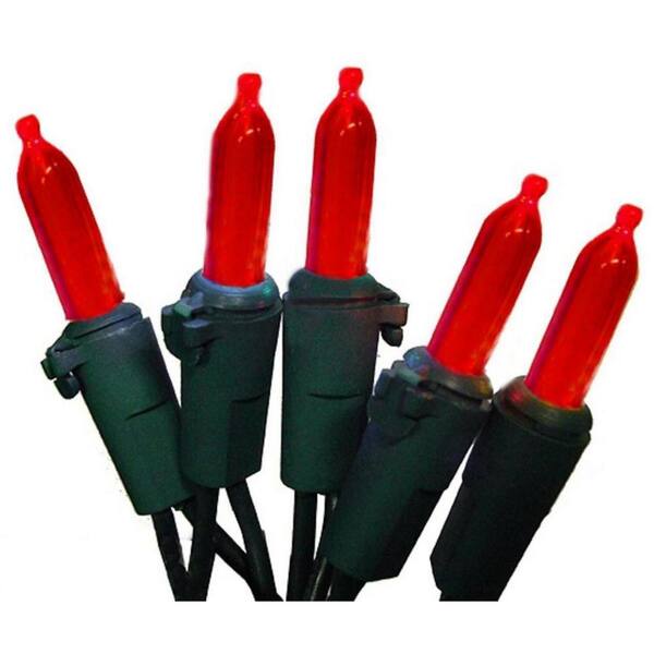 Brite Star 24.6 ft. Green Wire Red Mini Christmas Light Set (50-Count ...