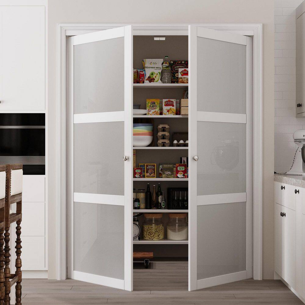 Reviews for ARK DESIGN 57 in. x 80 in. Frosted Glass Solid Core MDF Bi ...