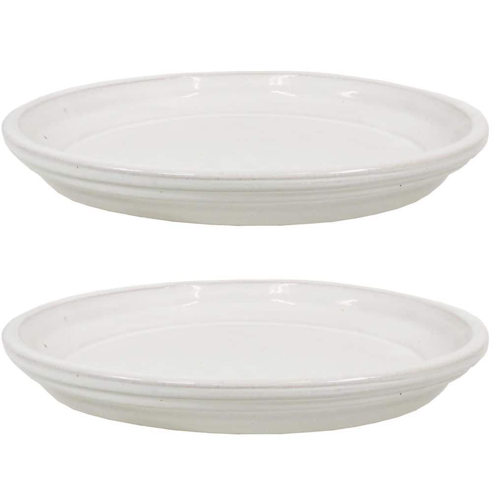 Sunnydaze 2 Sunnydaze 9 in. Pearl Ceramic Planter Saucers AP-014 - The ...