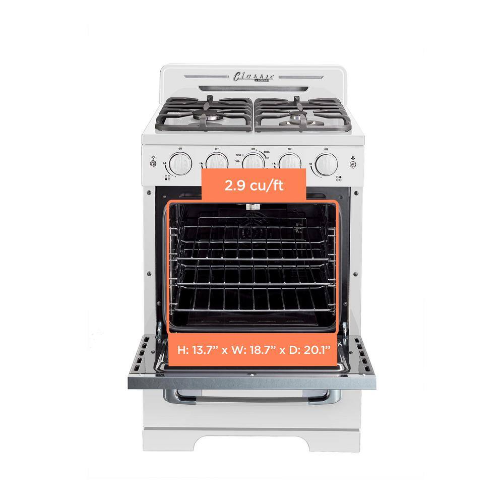 Classic Retro 24 in. 2.9 cu. ft. Retro Gas Range with Convection Oven ...