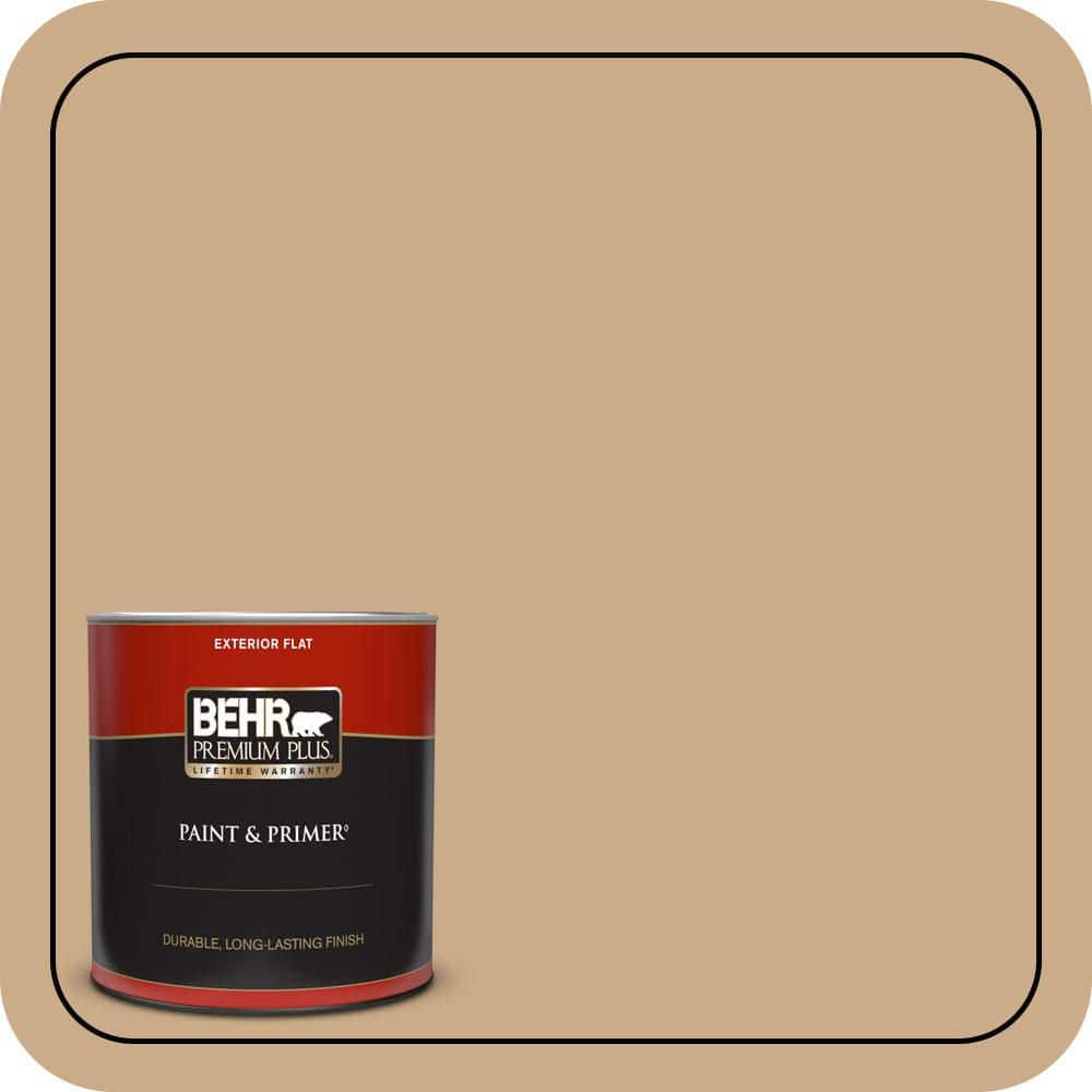 BEHR PREMIUM PLUS 1 qt. #N280-4 Perfect Tan Flat Exterior Paint ...