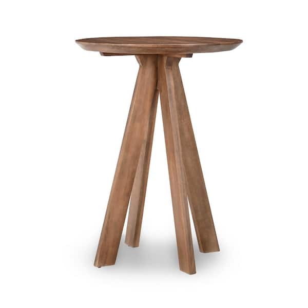 Benjara 42 in. Brown Round Wood Bar Table with Pyramid Base BM315457 ...