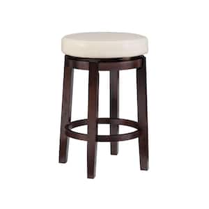 Linon Home Decor Maya Swivel 25.39 in. Brown Backless Wood Counter ...